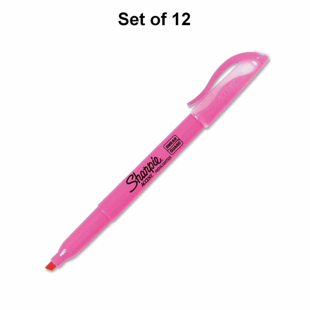 12 Sharpie Accent Pocket-style Fluorescent Pink Highlighters. Micro ...