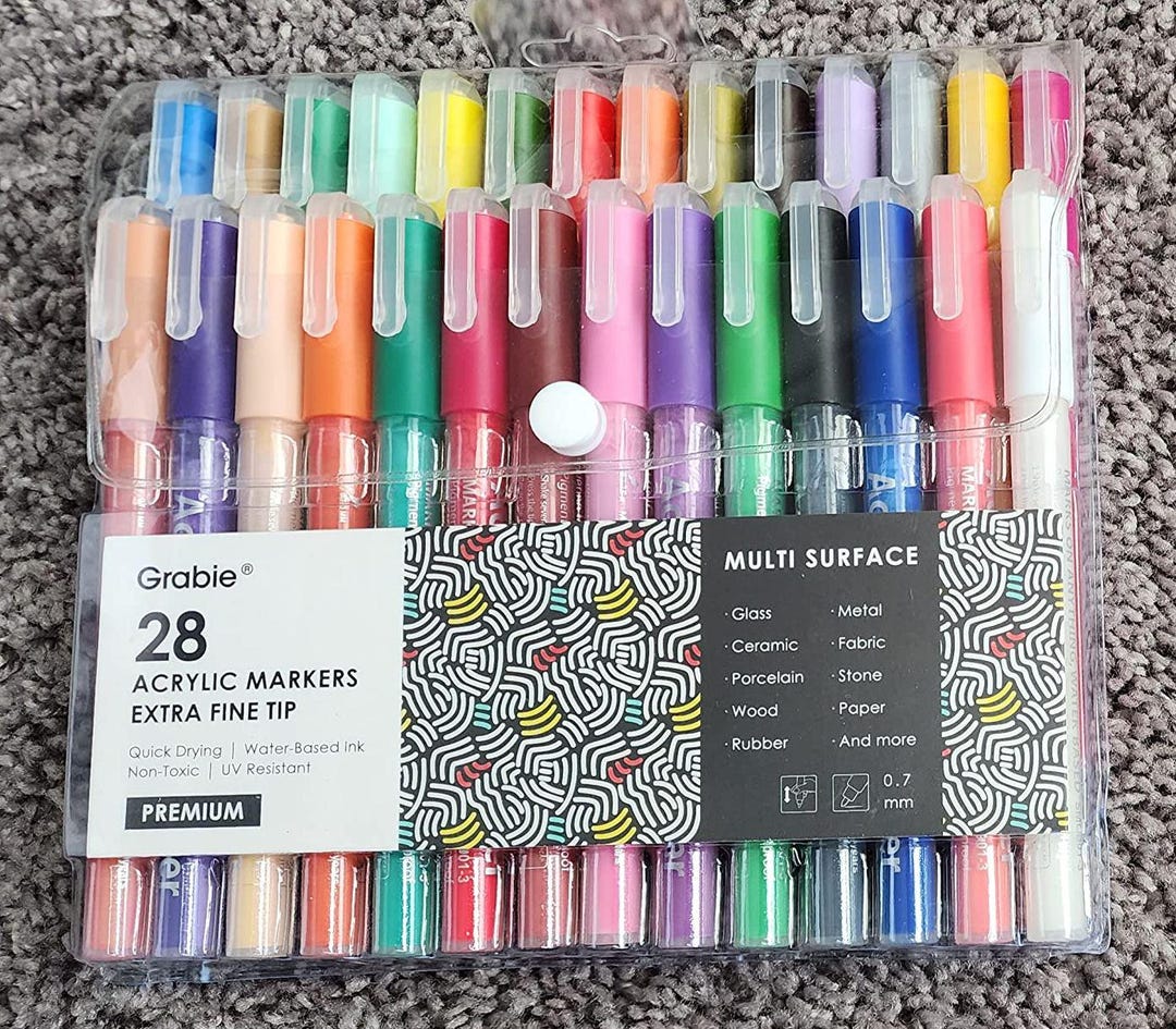 28 Color Acrylic Paint Marker Set, Premium Water-based Paint Pens ...