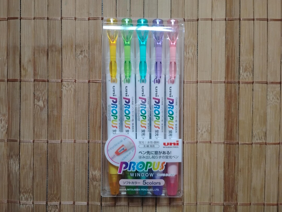 5 Soft Uni High-tech Propus Window Highlighters, Dowblem Twin Tip ...