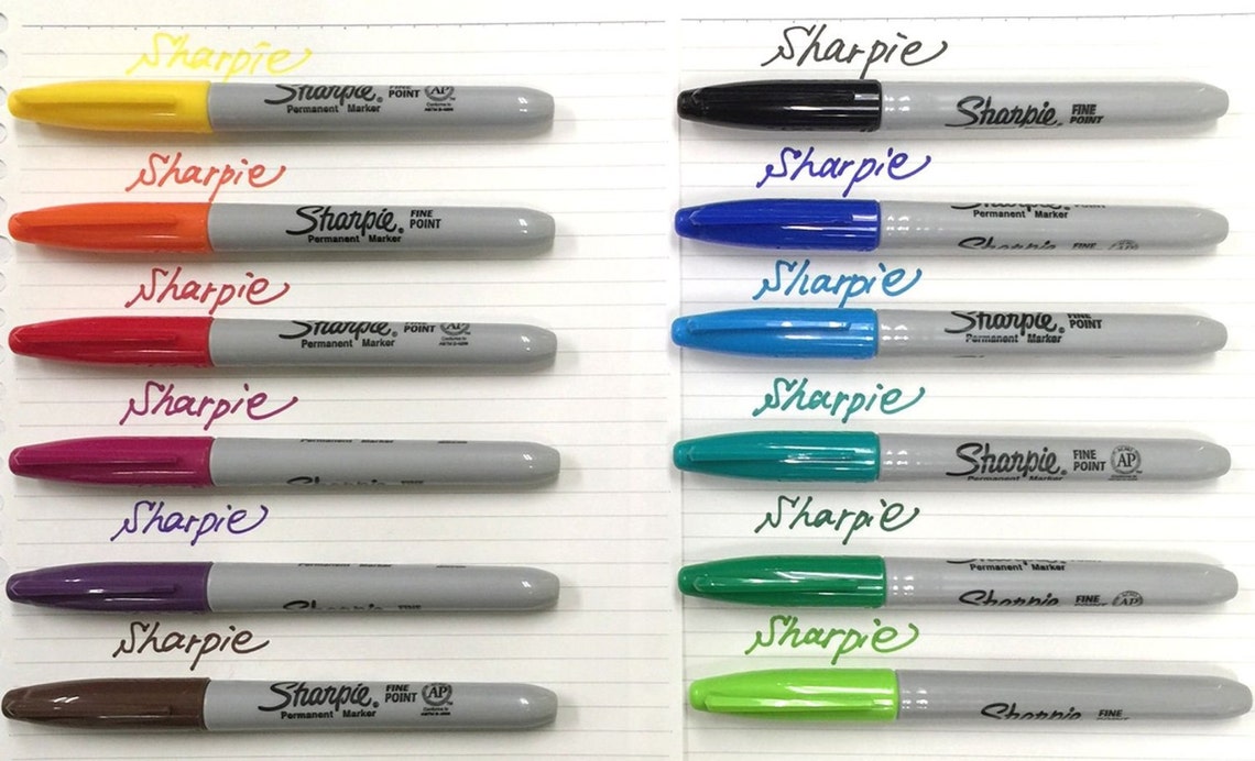 12 Color Sharpie Permanent Markers Fine Point Assorted 12 - Etsy