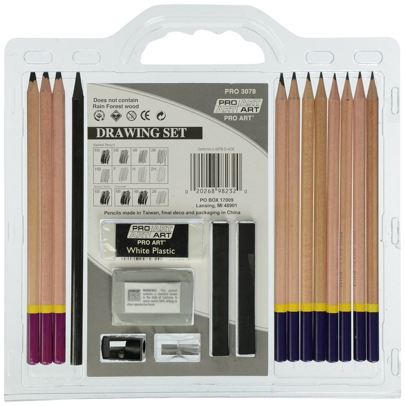 Pro Art 18 Piece Sketch Drawing Drafting Pencil Set Black | Etsy