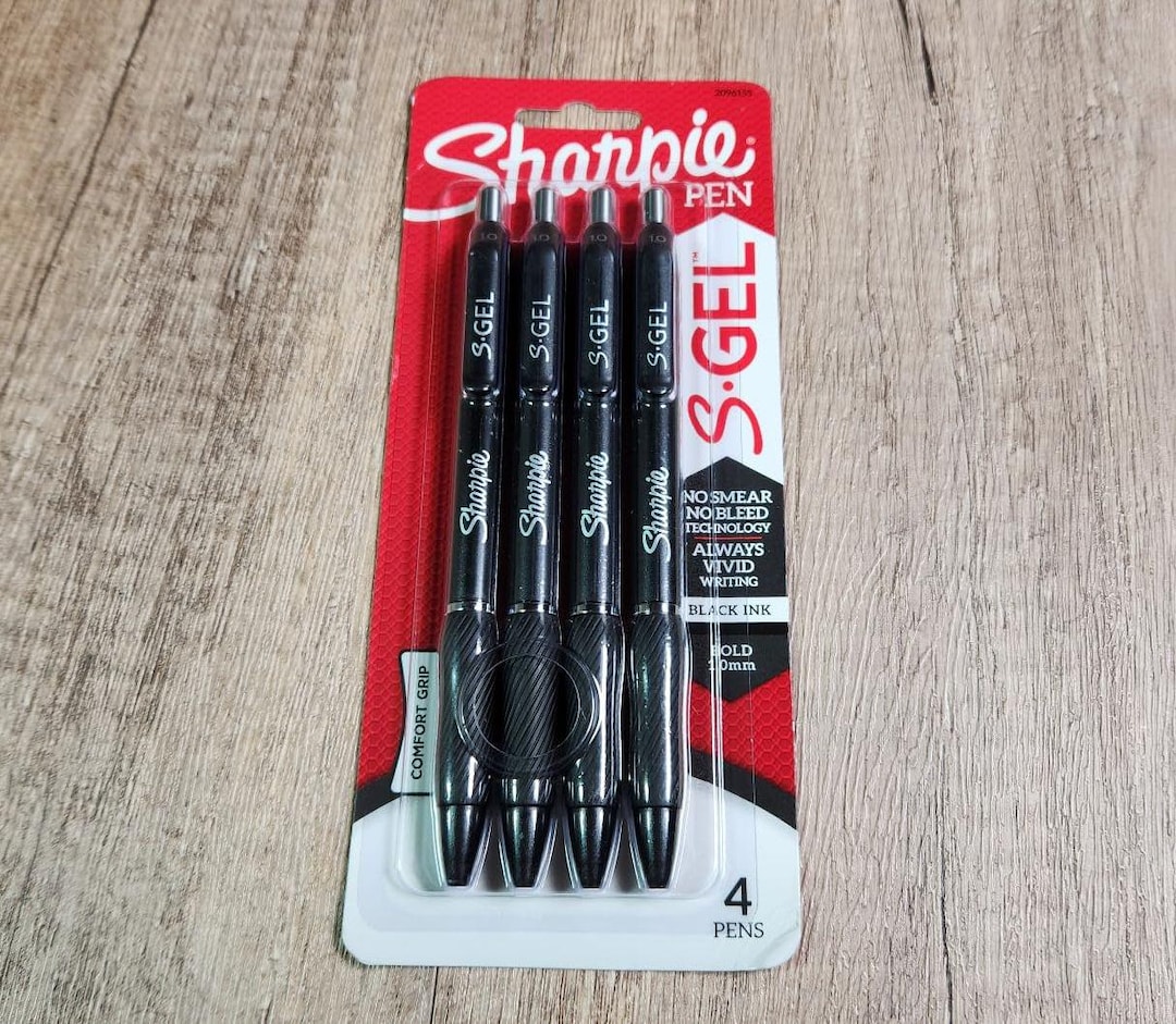 4 Black Sharpie S-gel Gel Pens, Bold Point Tip 1mm, Black Body, No ...
