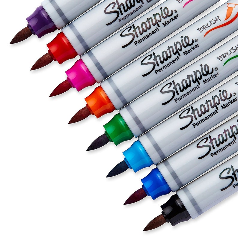 8 Sharpie Brush Tip Markers Sharpie Permanent Colored | Etsy