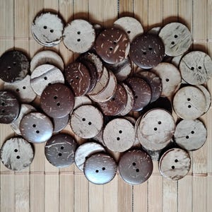 50 Coconut Shell Buttons, 2 Hole, 1 Inch, 25mm Large Wooden Buttons - Etsy