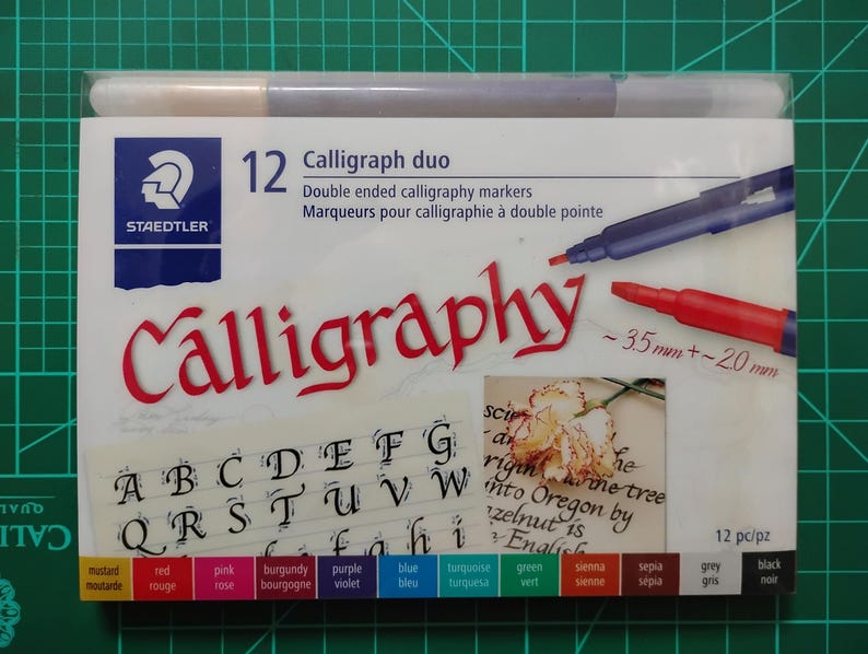 12 Staedtler Double Ended Calligraphy Markers, Narrow and Broad Dual ...