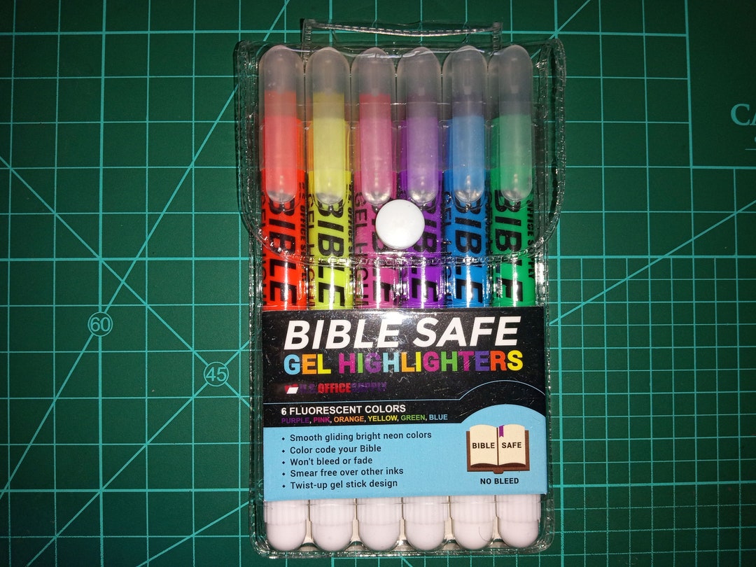 6 Bible Safe No Bleed or Smear Long Lsting Gel Highlighters, Bible ...