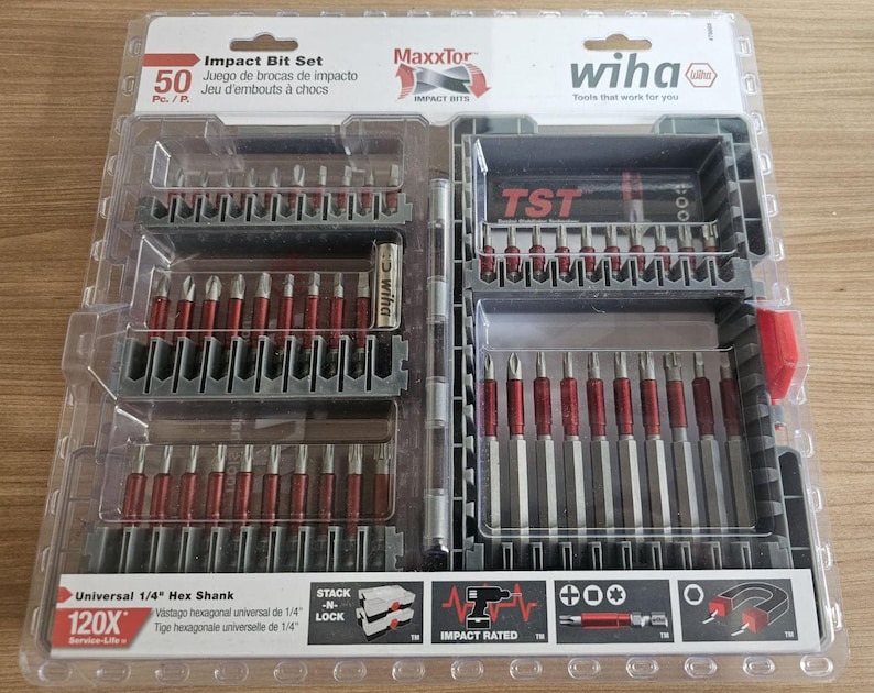50 Piece Impact Bit Set, Screwdriver, Energy Absorbing Driver Bit Set ...