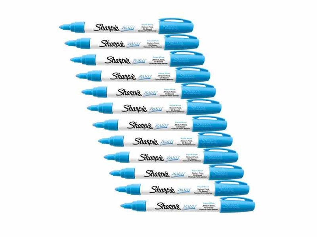 12 Aqua Blue Sharpie Paint Markers, Oil-based Permanent Markers, Medium ...