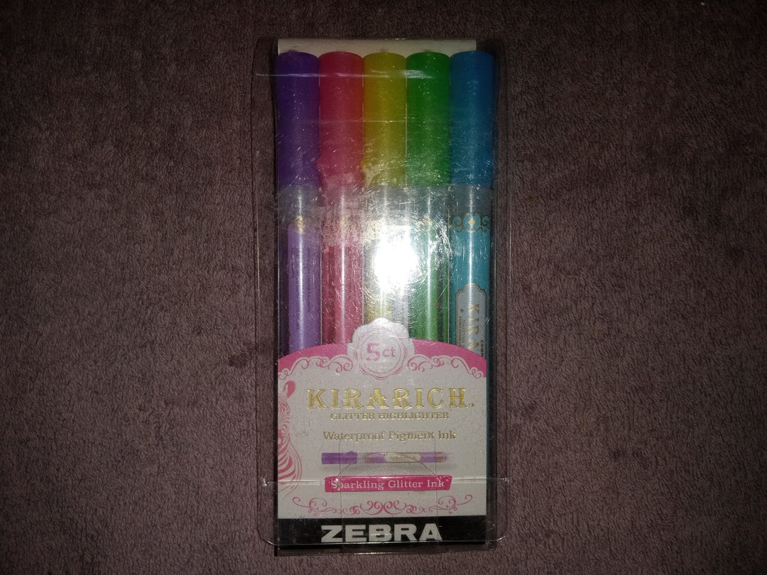 5 Zebra Kirarich Glitter Highlighters; Japanese Import; Kawaii Cute ...