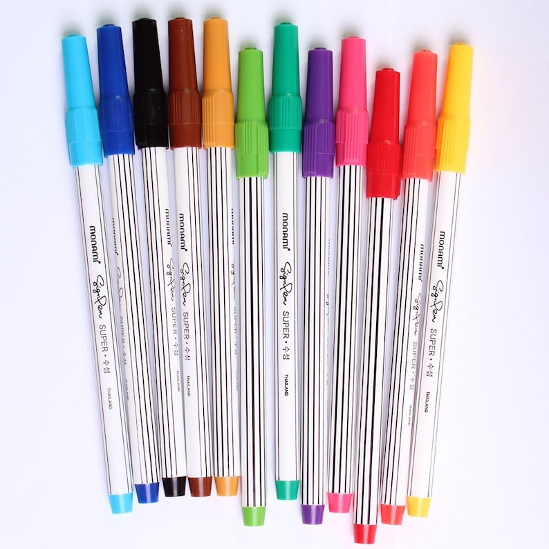 12 Monami Super Markers Korean Felt Tip Sign Pen Coloring - Etsy