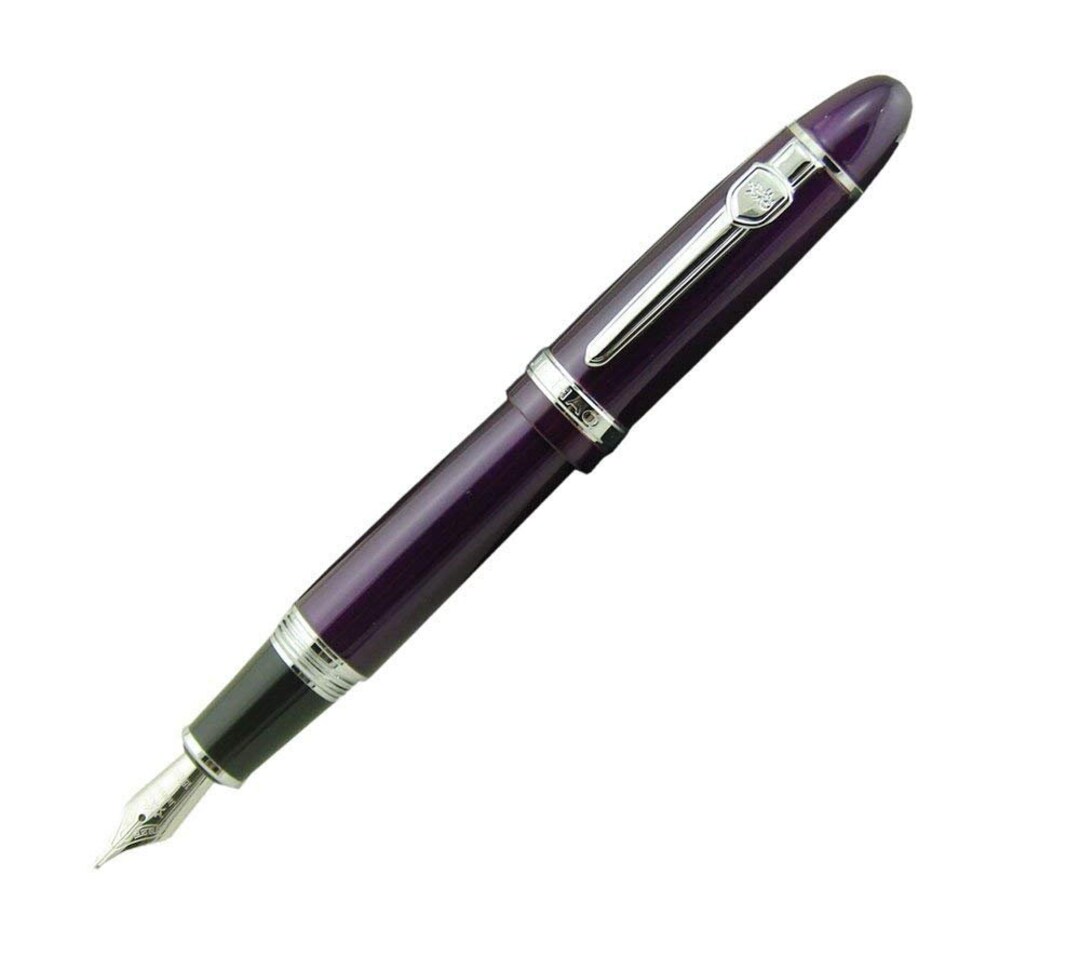 Classic Heavy Purple Fountain Pen, Medium Nib Silver Trim Fountain Pen ...