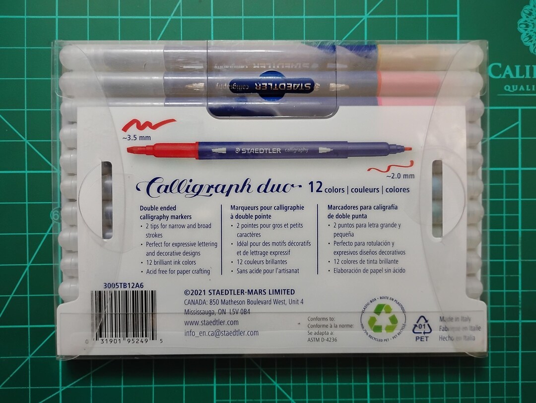 12 Staedtler Double Ended Calligraphy Markers, Narrow and Broad Dual ...