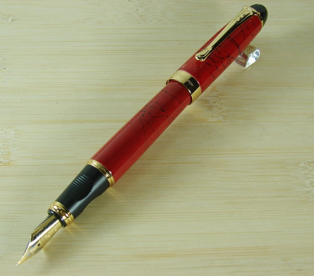 Fountain Pen 18K Gold Nib Red Fountain Pen Ink Pen for | Etsy