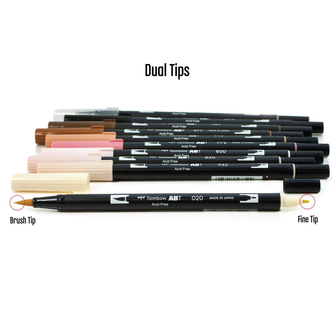 Dual Brush & Fine Pen Markers 10 Set, Portrait Colors, Skin Tones ...