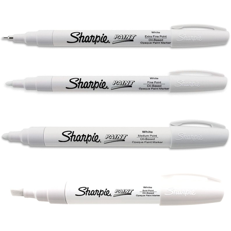 White Sharpie Paint Markers Oil Based; One Each of Extra Fine, Fine ...