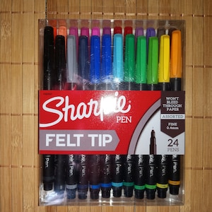 24 Sharpie Art Felt Tip Pens; Calligraphy, Writing Sharpie Fine Point ...