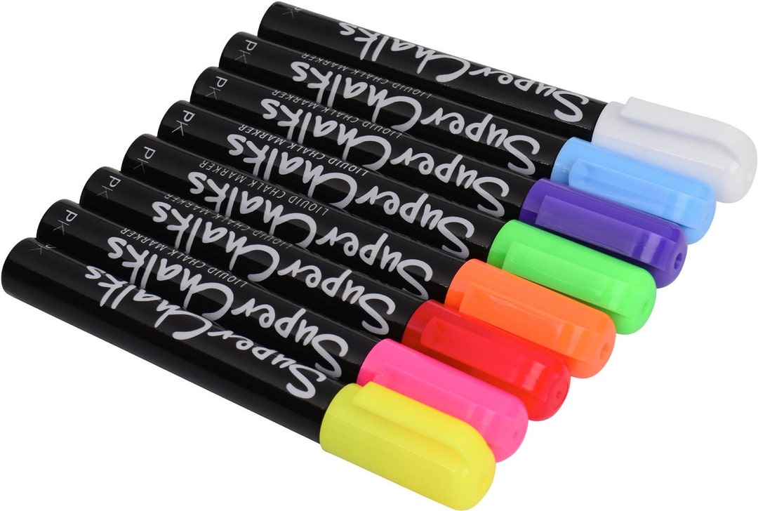 Superchalks Color Liquid Chalk Marker Pens 8 Pack; 4mm Regular Tip ...