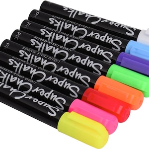 Superchalks Color Liquid Chalk Marker Pens 8 Pack; 4mm Regular Tip ...