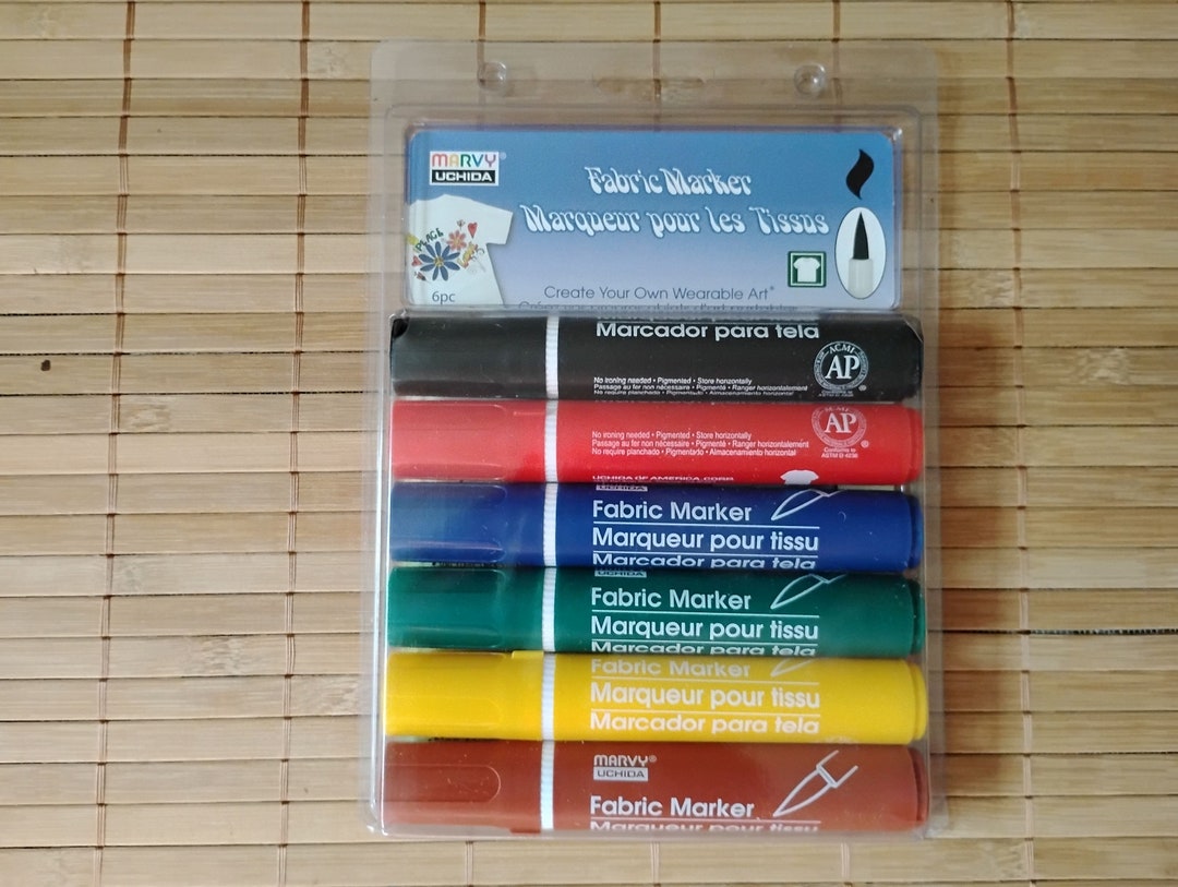 6 Marvy Uchida Brush Fabric Markers, Primary Colors, 722-6A - Etsy