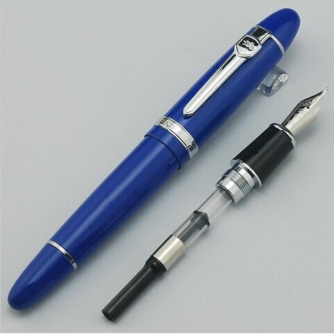 Classic Heavy Blue Fountain Pen Medium Nib Silver Trim - Etsy