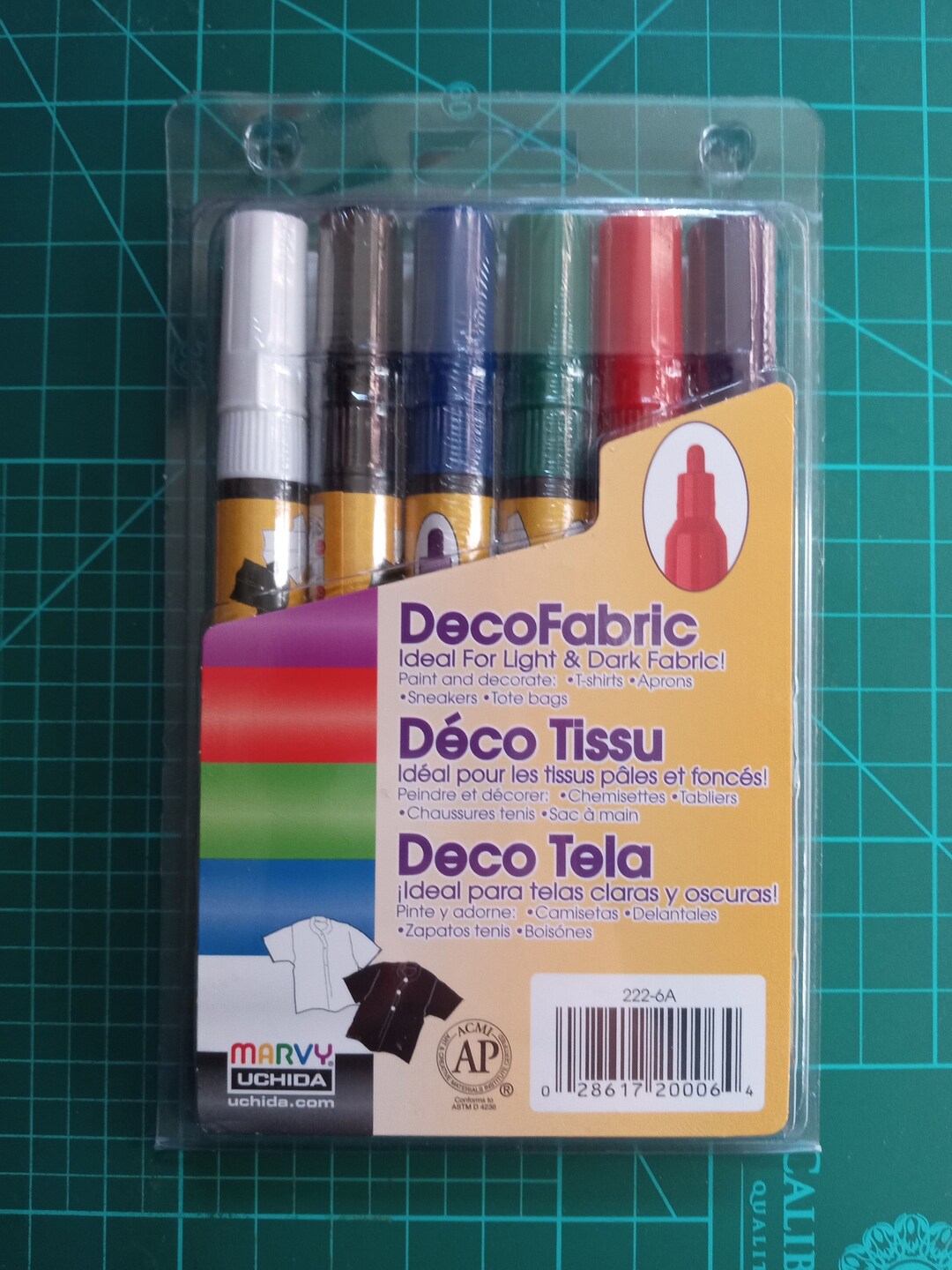 6 Uchida Marvy Fabric Markers, Decofabric, Primary Colors Fabric Art ...