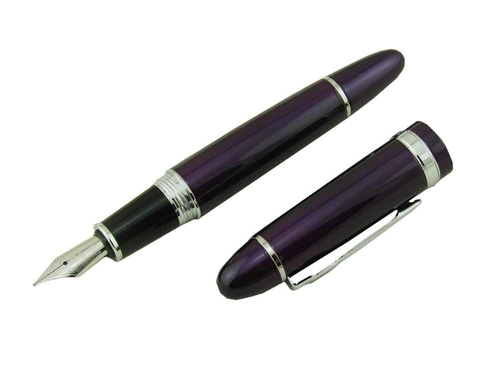 Classic Heavy Purple Fountain Pen, Medium Nib Silver Trim Fountain Pen ...