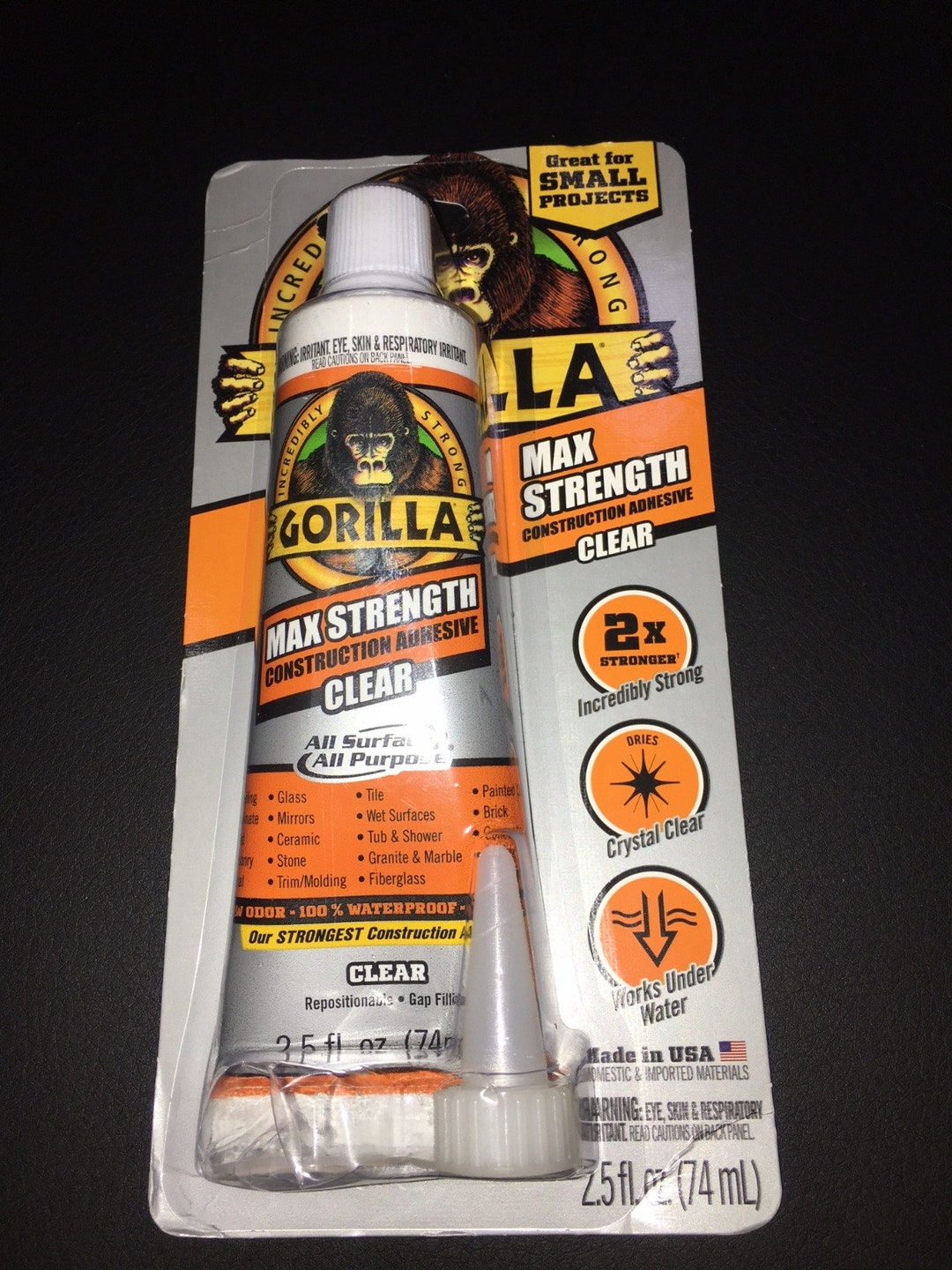 Clear Construction Adhesive Gorilla Max Strength Glue, 2.5oz Tube ...