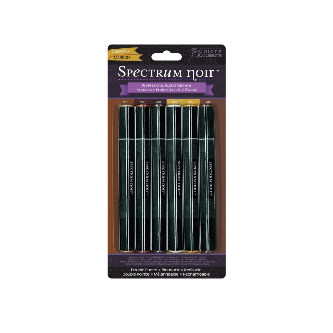 6 Spectrum Noir Markers; Alcohol Based Paint Markers, Pens; Browns ...