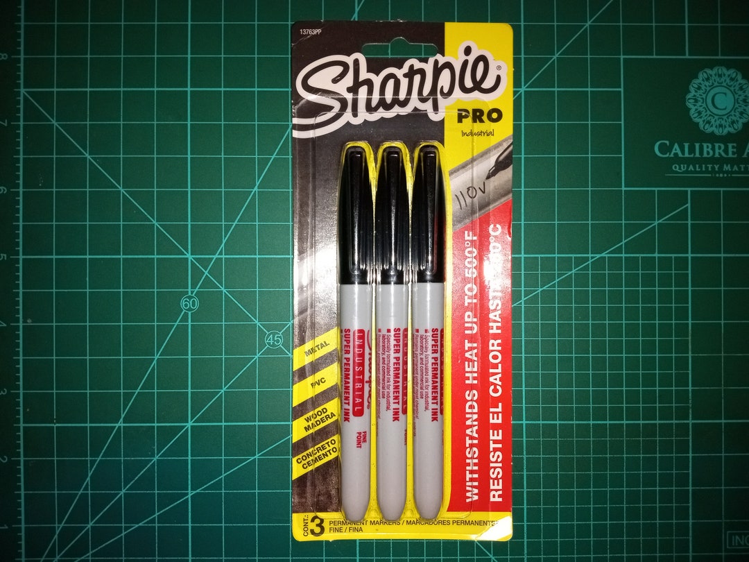 3 Black Sharpie Pro Industrial Fine Point Permanent Markers, up to 500F, 260C, 533K; Craft ...