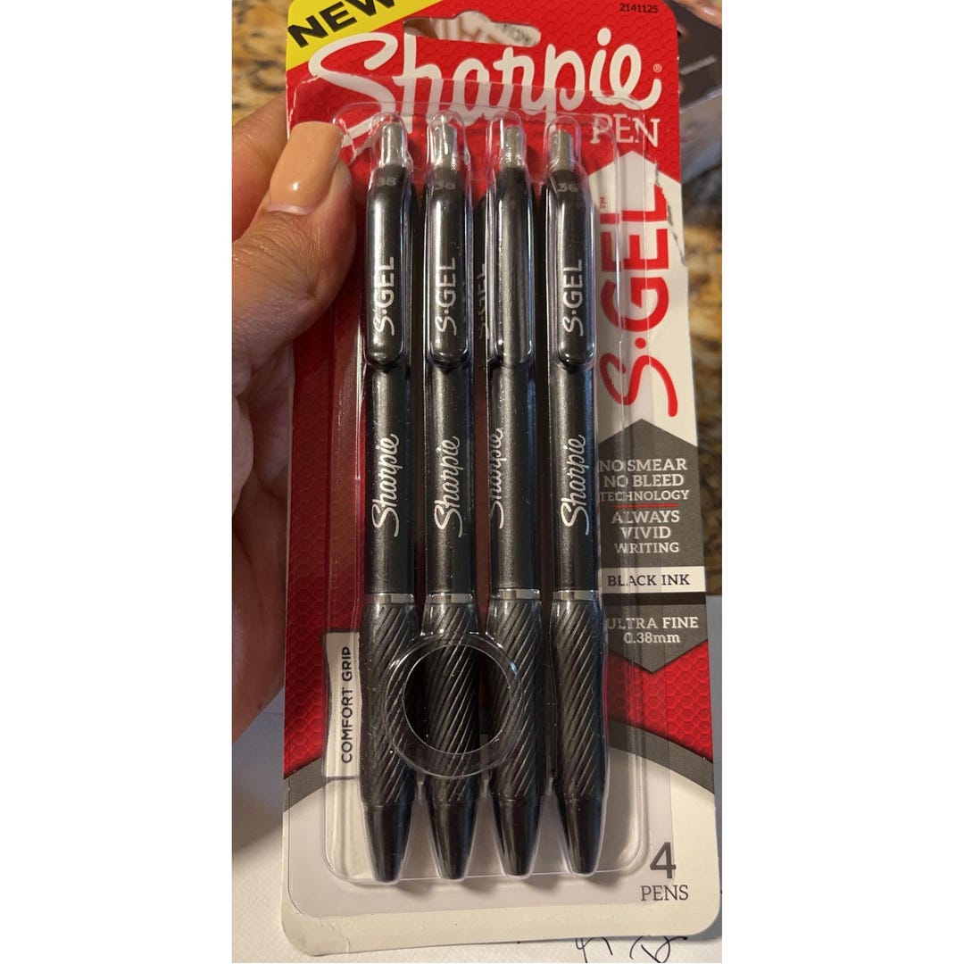 4 Sharpie S-gel Gel Pens, Ultra Fine Point Tip 0.38mm, Black Body, No ...