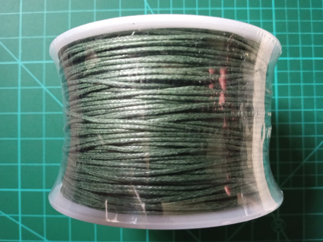 Green Waxed Cotton Cord, Thread; 12 Ply, 1mm, 100M; Beading, Macramé ...