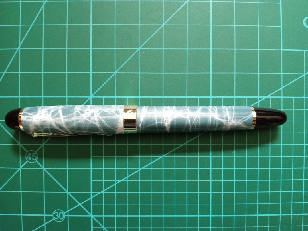 Fountain Pen, 18K Gold Plated Nib, Blue Marble Fountain Pen, Ink Pen ...