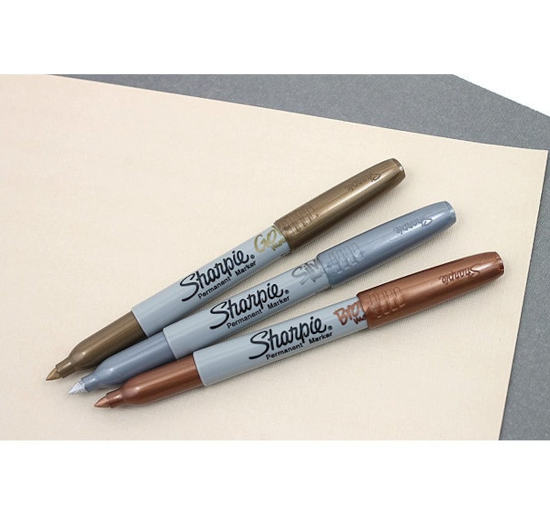3 Metallic Sharpie Markers Gold Silver Bronze, Sharpie Fine Point ...
