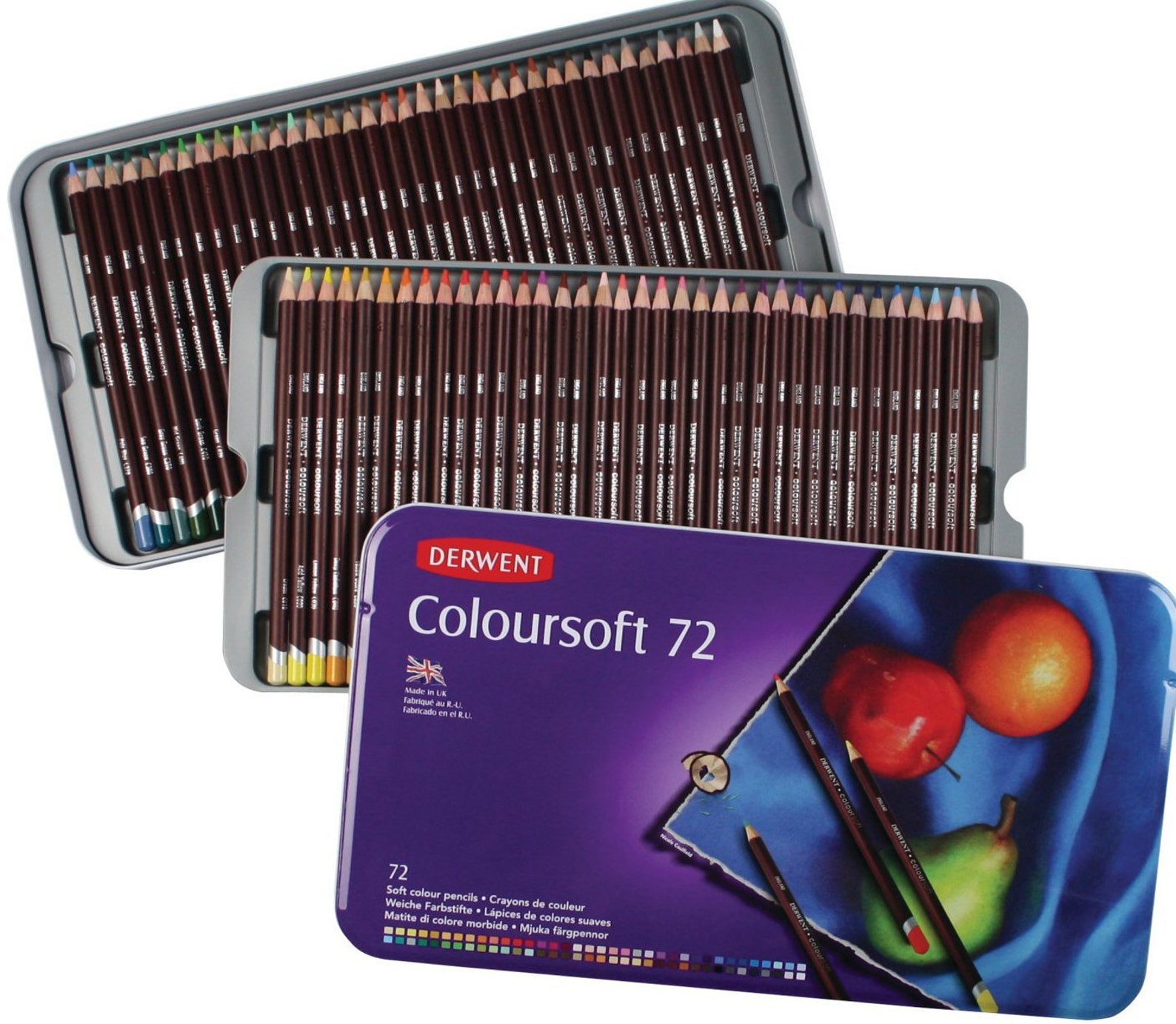 Derwent Drawing Set of 72 Colored Pencils; Thick, Creamy 4mm Leads ...