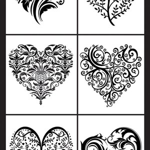 Fancy Hearts Template Stencil, Lettering Guide; Glass Etching, Greeting ...