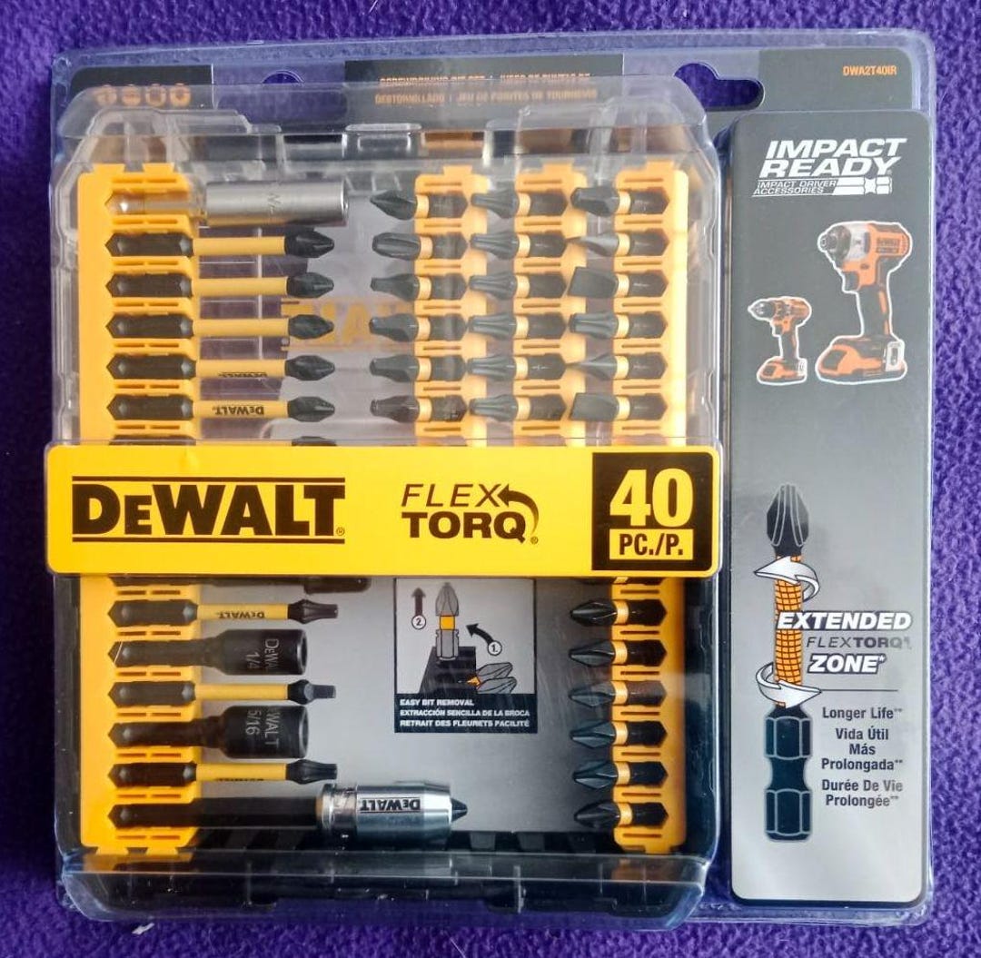 40 X Screwdriver Bit Set, Impact Ready, Flextorq, DEWALT DWA2T40IR ...