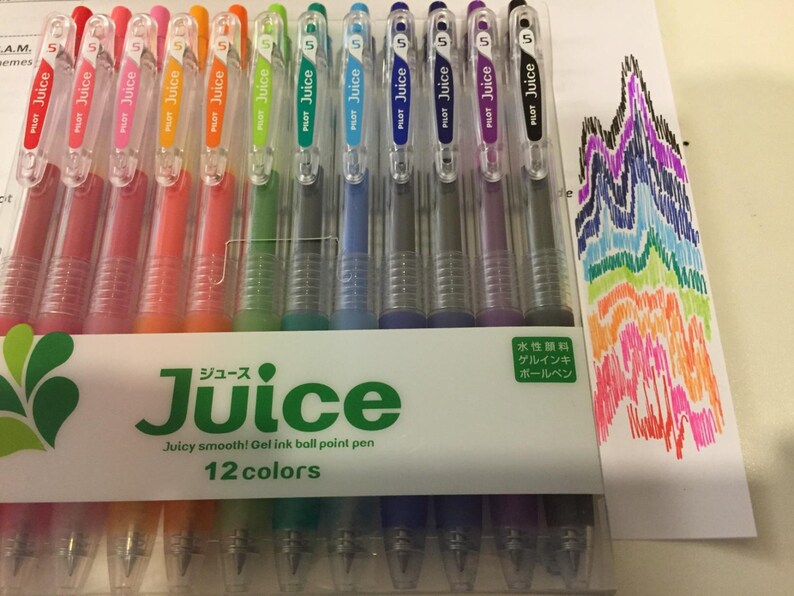 12 Color Pilot Juice Coloring Gel Pens, Knock, 0.5mm Extra Fine Tip ...