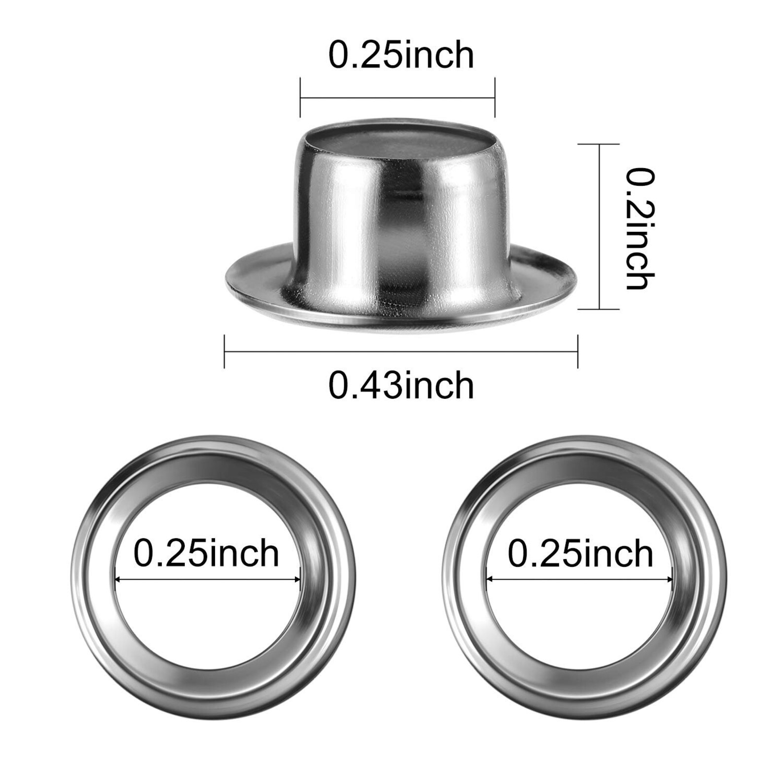 Grommet Kit: Hole Cutter, Mandrel and 100 Grommets Eyelets, 1/4-inch, 6 ...
