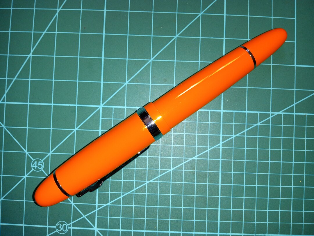 Orange Classic Heavy Fountain Pen, Medium Nib Silver Trim Large ...