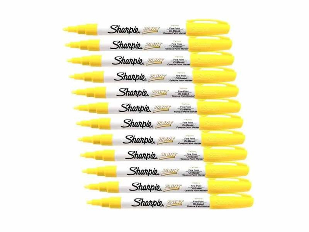12 Yellow Sharpie Paint Markers, Oil-based Permanent Markers, Fine ...