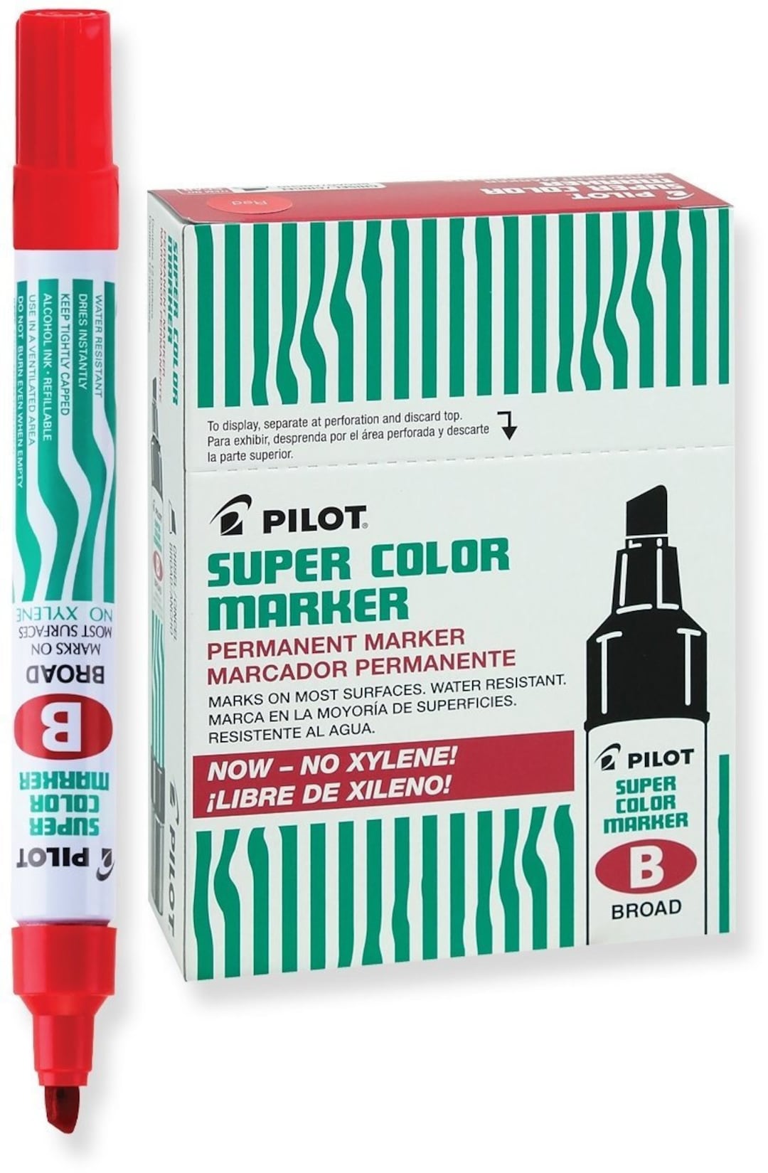 12 Red Pilot Super Color Markers; Pilot Wide Broad Chisel Point ...