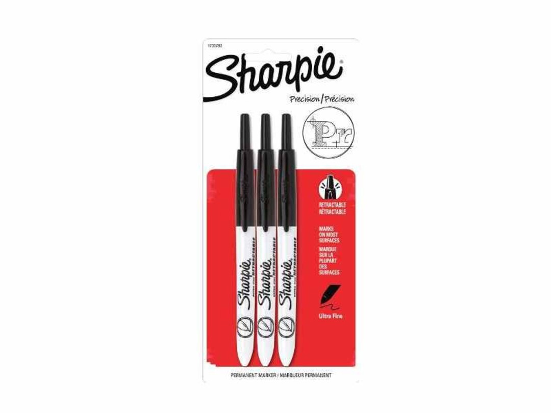 Sharpie RT Retractable Permanent Black Markers, 3-pack; Ultra-fine ...