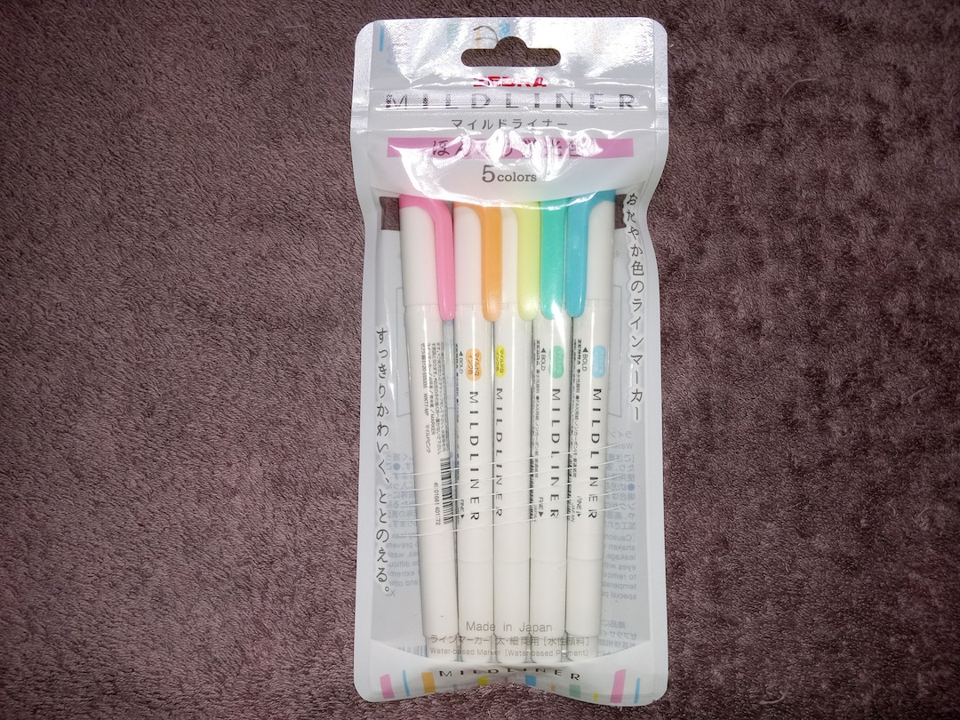 5 Zebra Mild Mildliners; Zebra Highlighter Mild Liner, Japanese ...