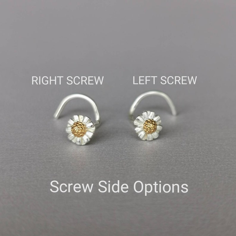 Minimal Silver Daisy Flower Nose Stud Nose Screw 20g 925 | Etsy