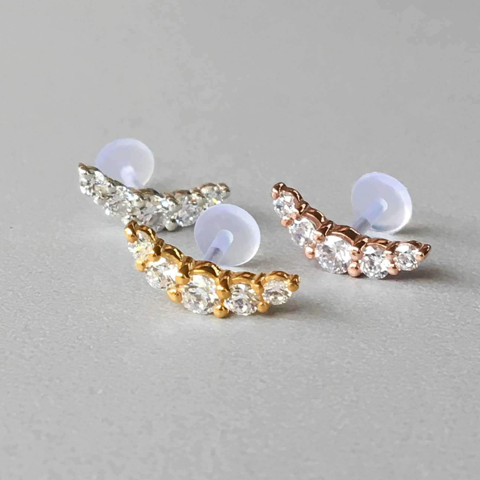 CZ Crescent Moon Helix Earring Curved Earring Helix Earring - Etsy