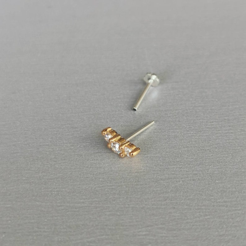 Mini CZ Crescent Helix Earring 18g/16g Threadless Sterling - Etsy