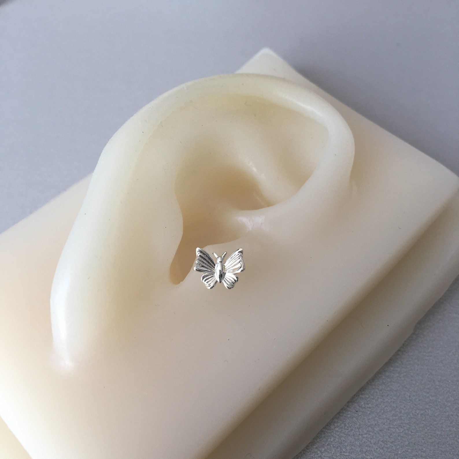 Tiny Butterfly Helix Earring Tragus Earring Sterling Silver Piercing ...