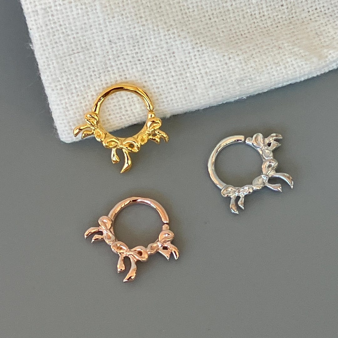 16G Minimalist Bows Daith Earring 8mm Hoop Daith Piercing Jewelry ...