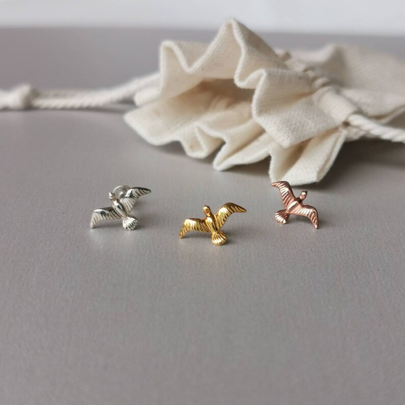 Flying Bird Helix Earring 18g/16g Threadless Sterling Silver | Etsy