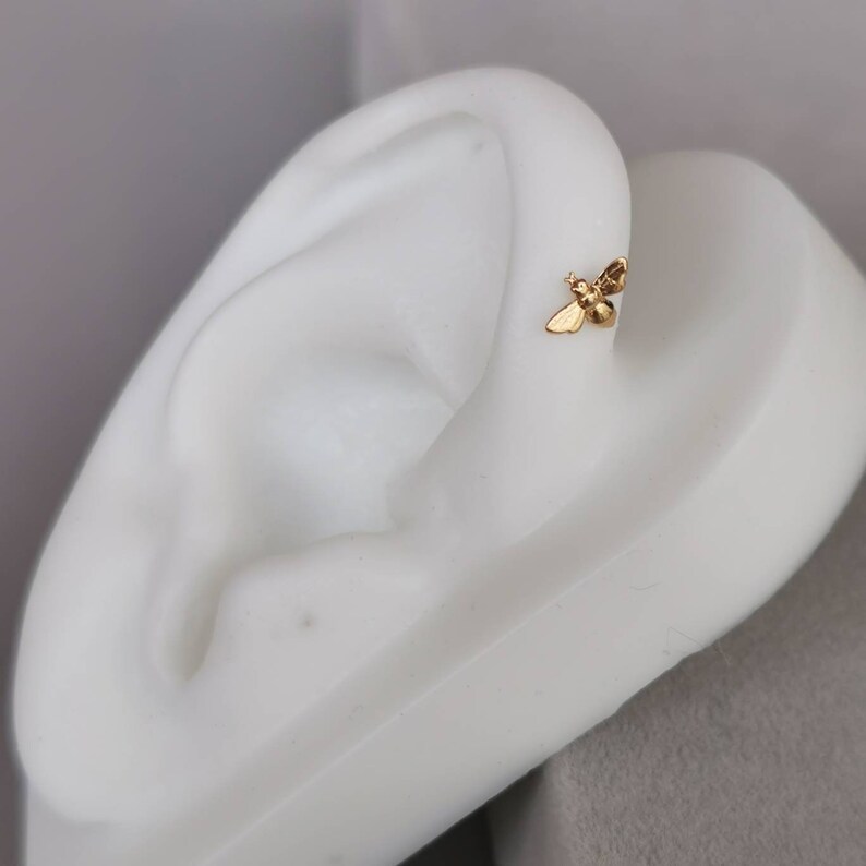 Silver/gold Mini Bee Helix Tragus Earring 18g/16g Threadless - Etsy